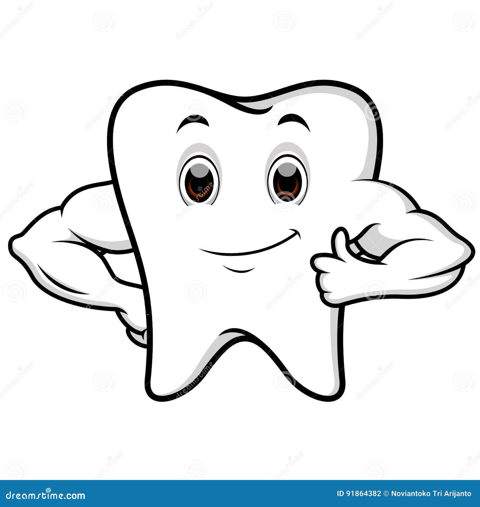 Strong tooth cartoon stock vector. Illustration of funny - 91864382