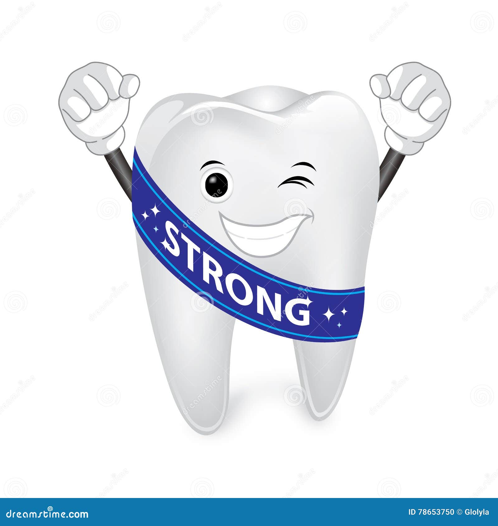 Strong Tooth Character. stock vector. Illustration of clean - 78653750
