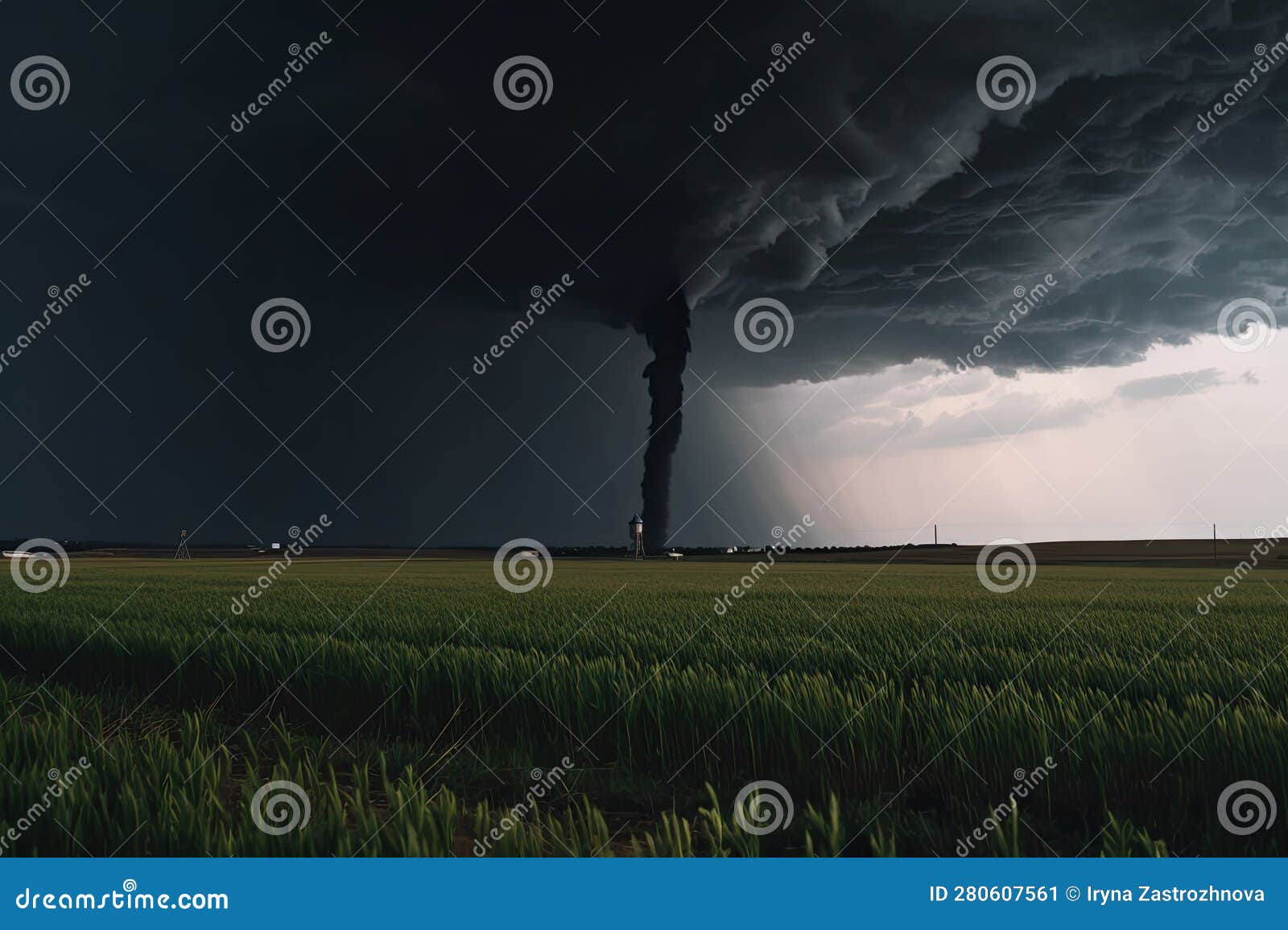Strong Tornado Destroy City Hurricane Damaging Town, Storm Twister ...