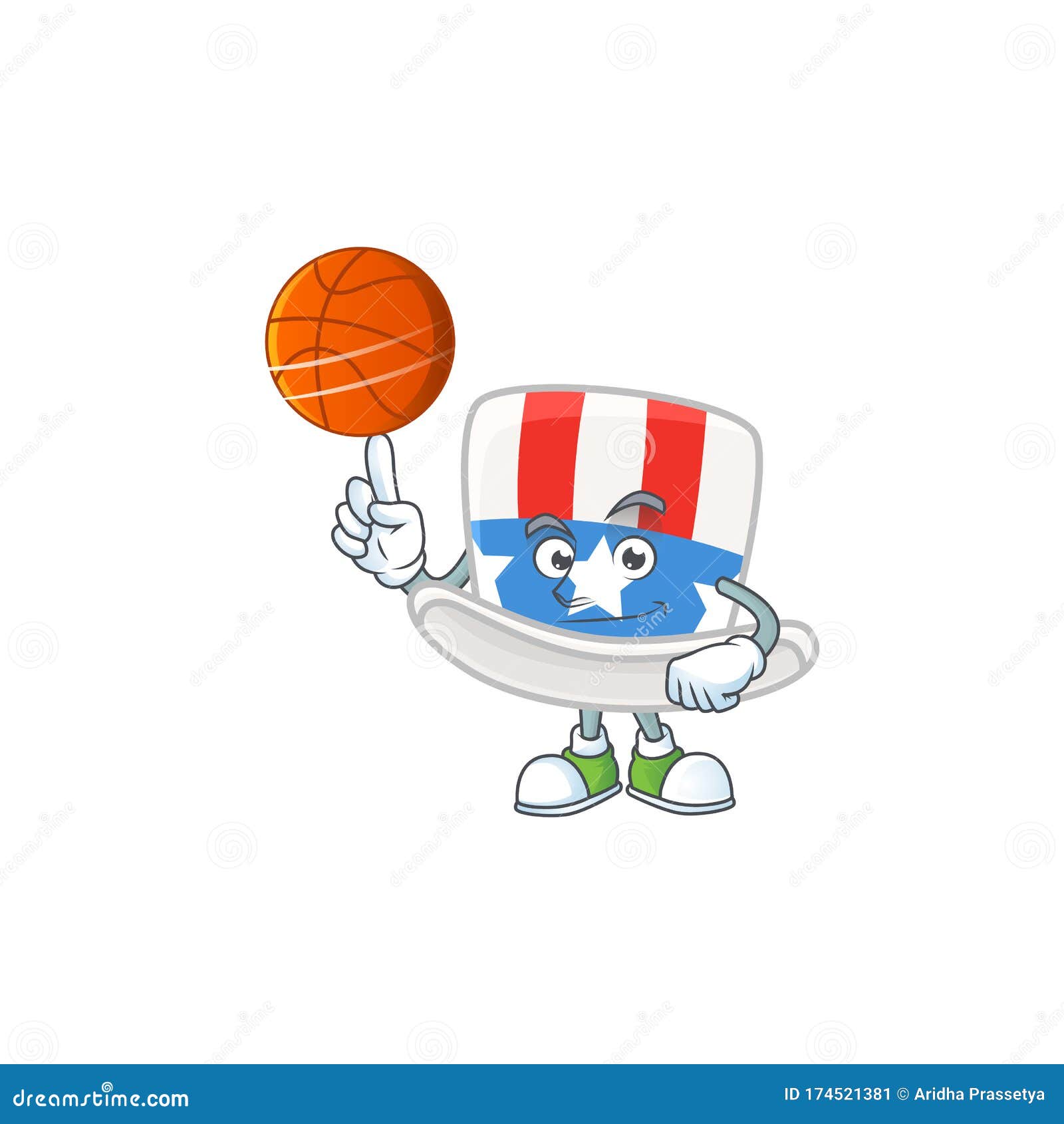 A Strong Uncle Sam Hat Cartoon Character with a Basketball Stock Vector ...
