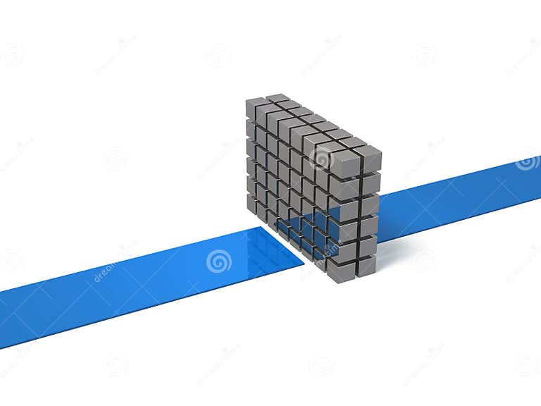 A Strong Wall Blocking the Path. Unexpected Accident Stock Illustration ...