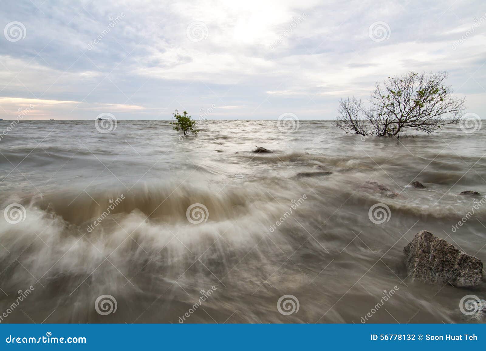 Strong Wave at Pantai Jeram, Selangor. Stock Photo - Image of clouds ...
