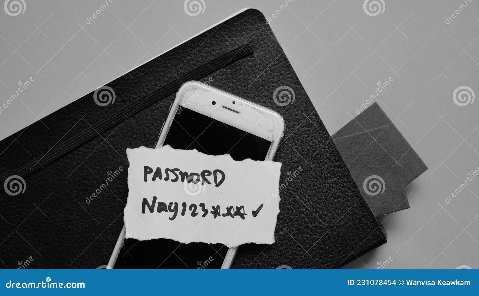 `Password` Message Concept Written Post it on Mobile with Notebook ...