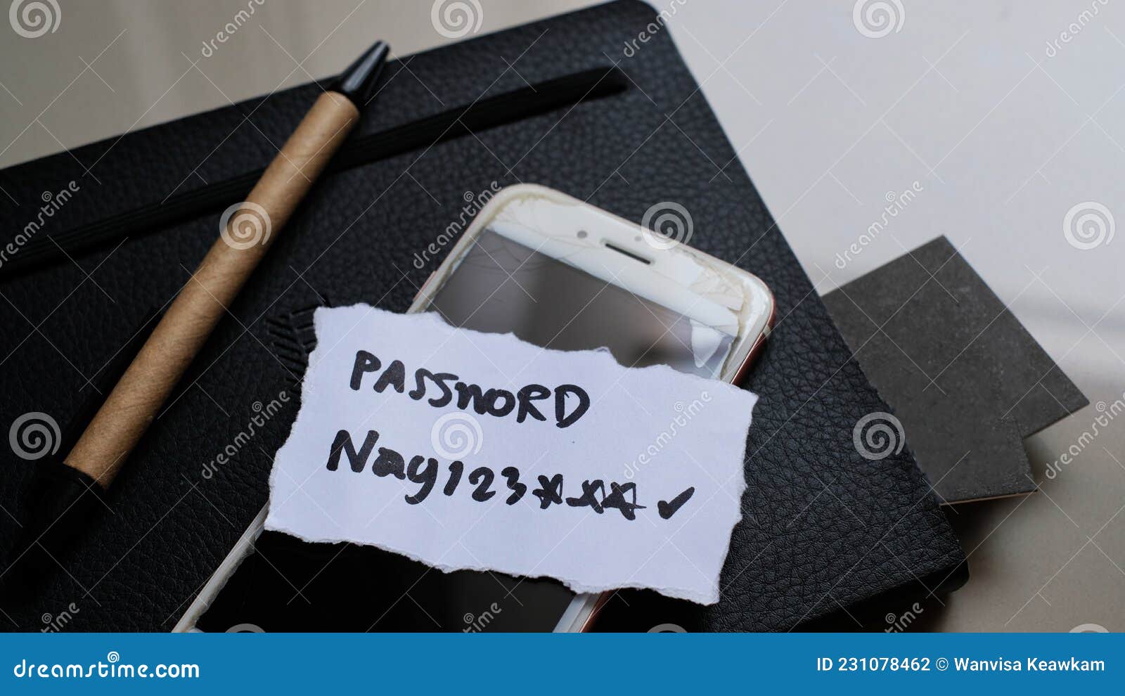 `Password` Message Concept Written Post it on Mobile with Notebook ...