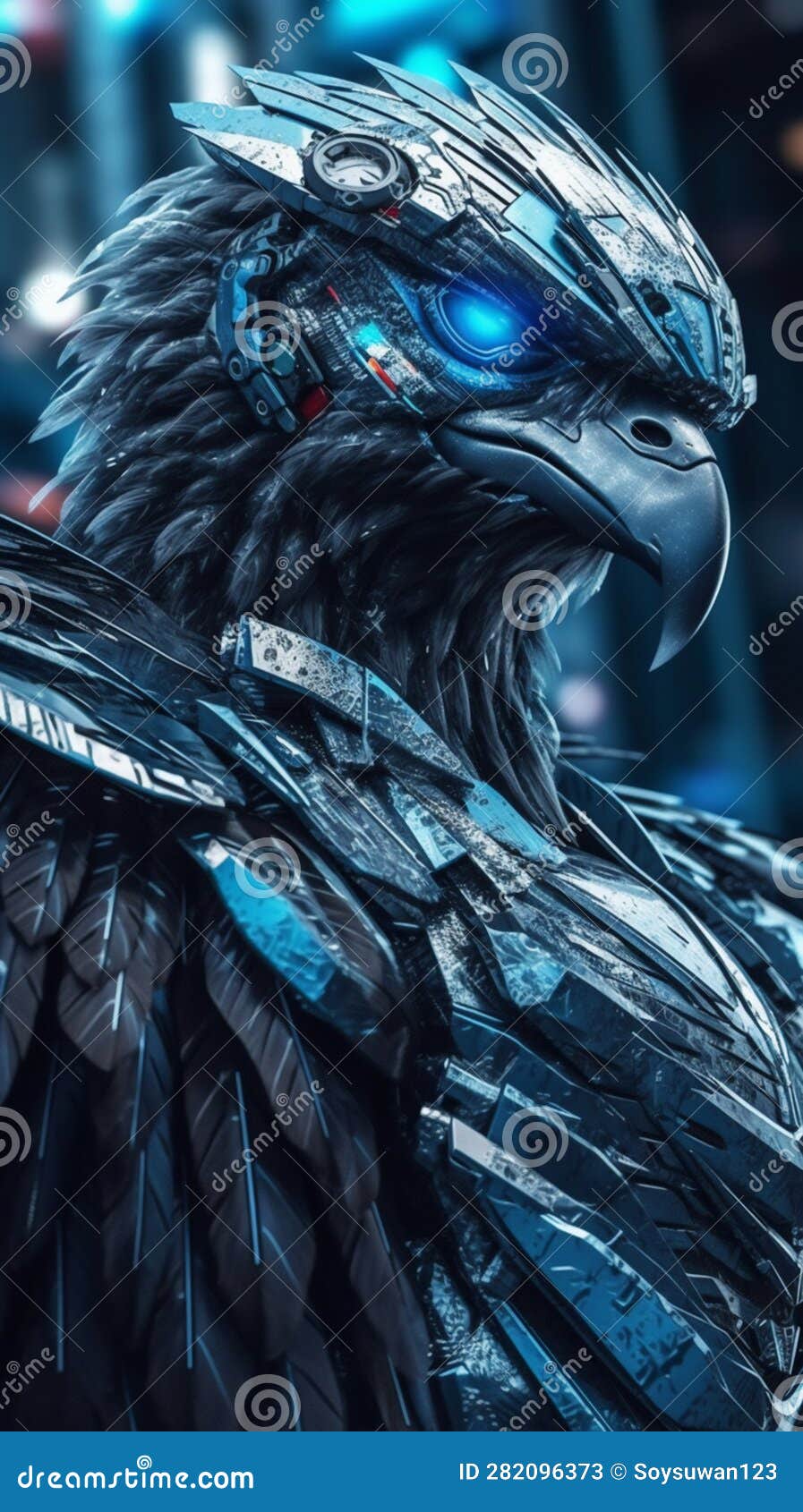 A Strong-willed Cyborg Eagle Generative AI Stock Illustration - Illustration of clothing ...