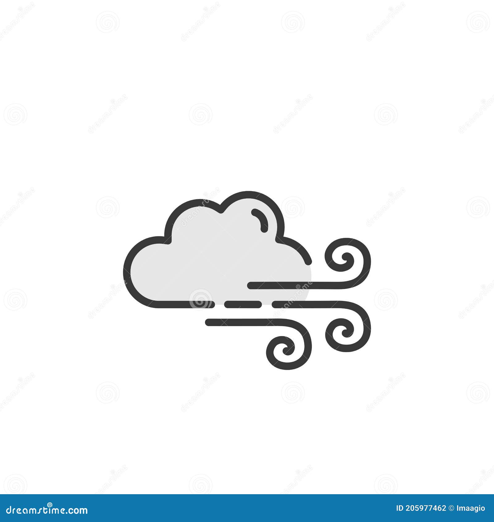 Strong Wind and Cloud. Filled Color Icon. Weather Vector Illustration ...