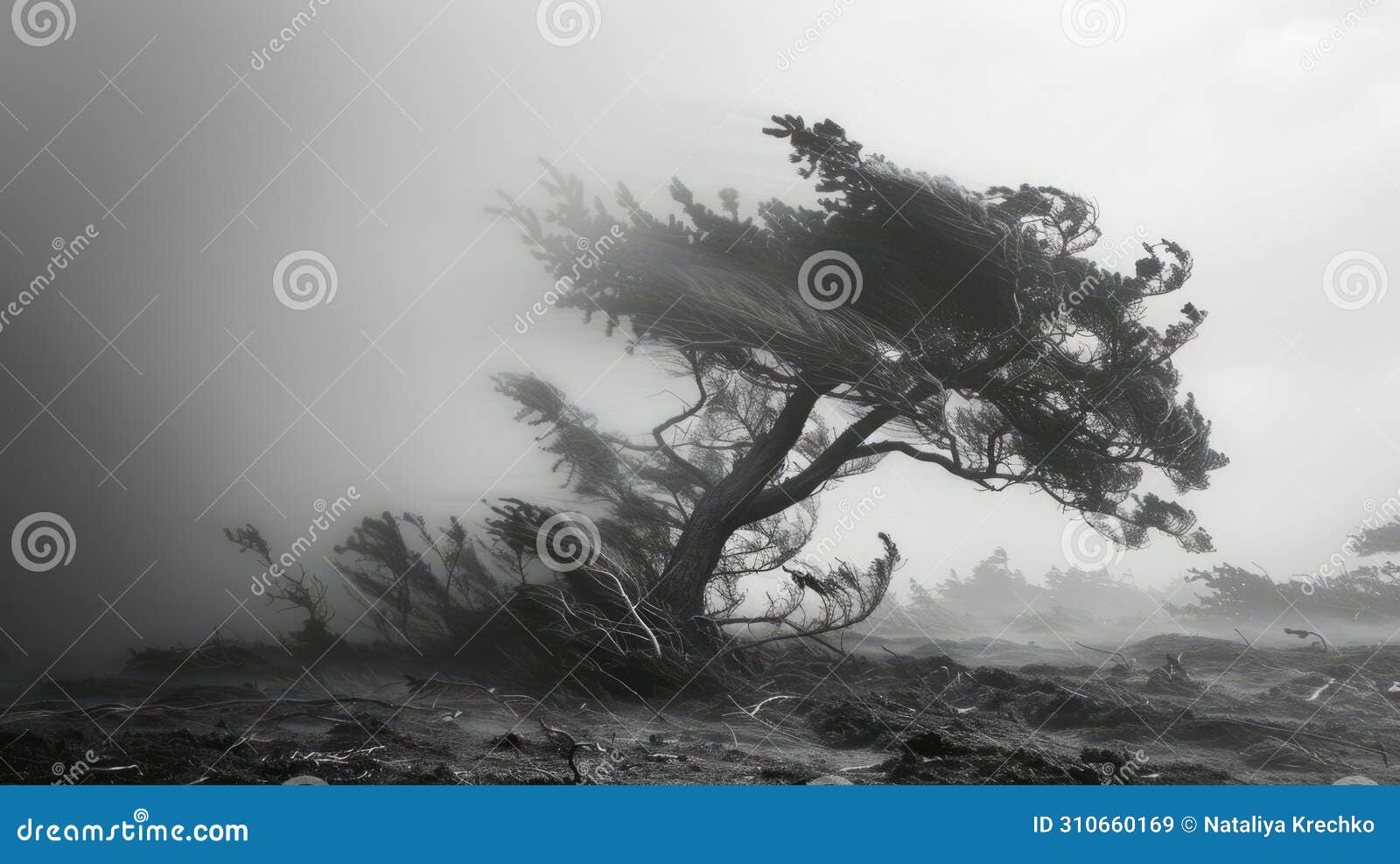 Strong Wind and Hurricane, Trees Bend Under the Force of the Wind ...