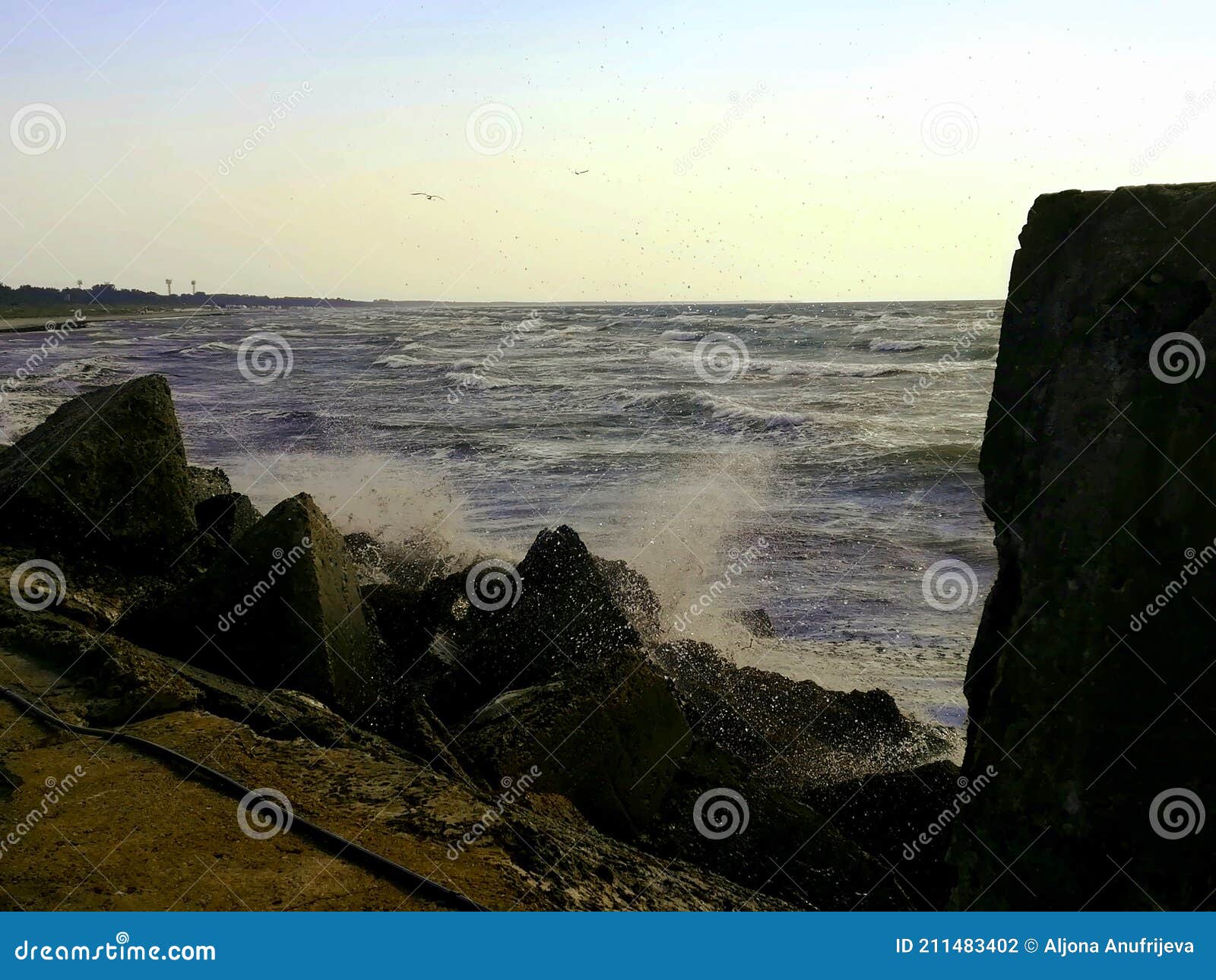 Strong wind at sea stock photo. Image of water, cliff - 211483402