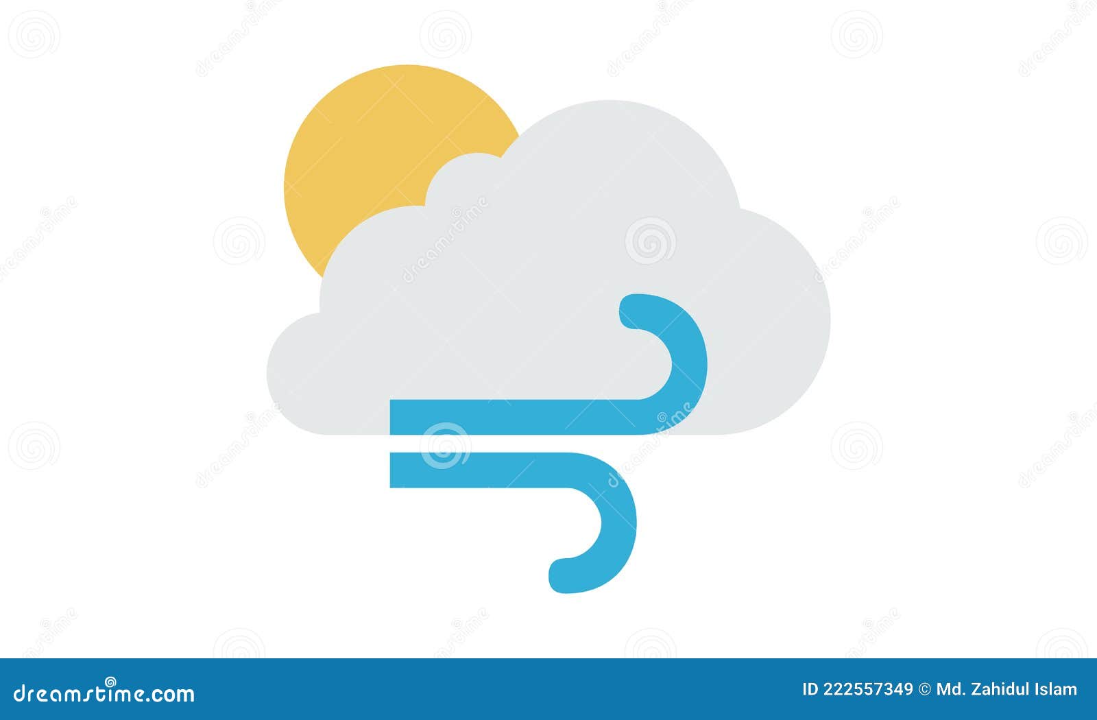 Strong Wind Sun and Cloud Color Icon Vector Image Stock Vector ...