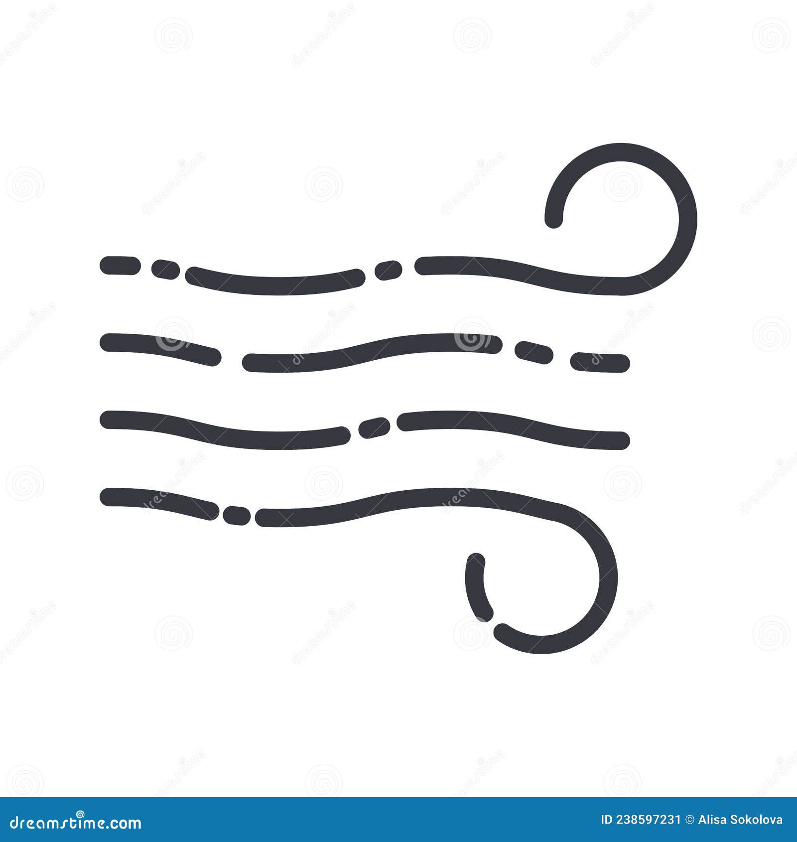 Strong Wind Symbol Vector Line Icon on White Transparent Background ...