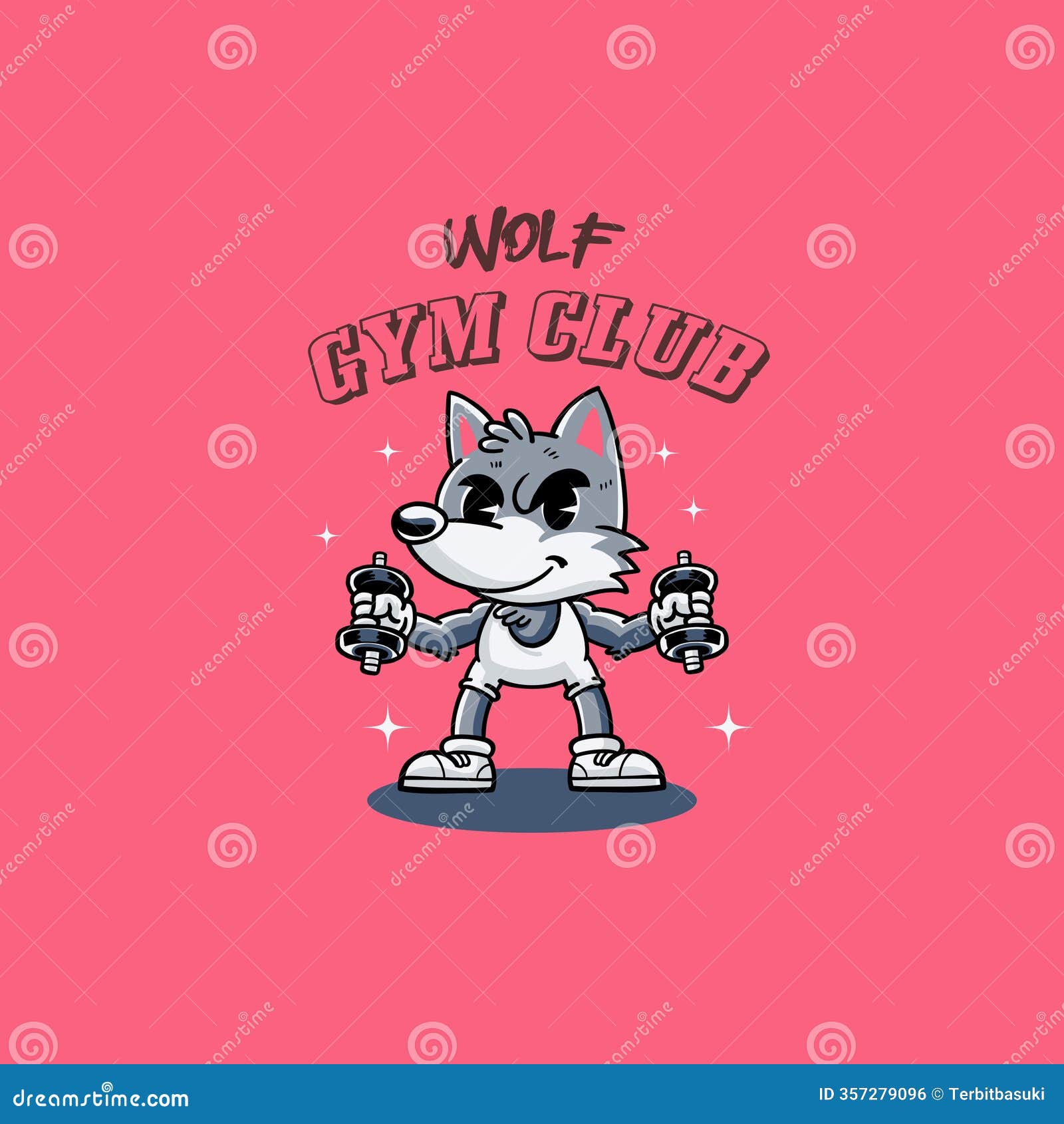A Vector Cartoon Illustration Strong Wolf Gym Stock Illustration ...
