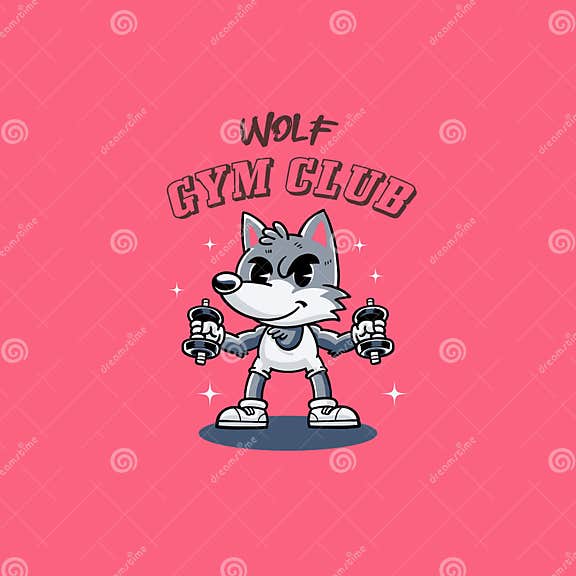 A Vector Cartoon Illustration Strong Wolf Gym Stock Illustration ...