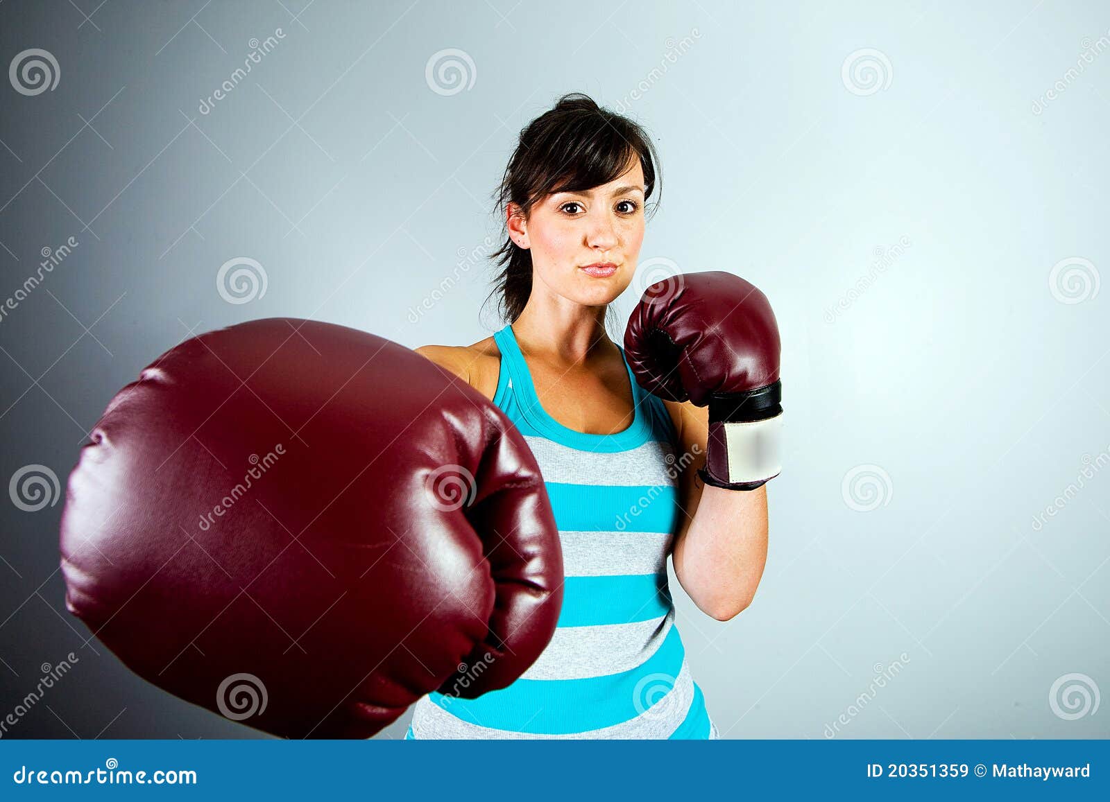 Strong Woman with Boxing Gloves Stock Image - Image of angry, fierce ...