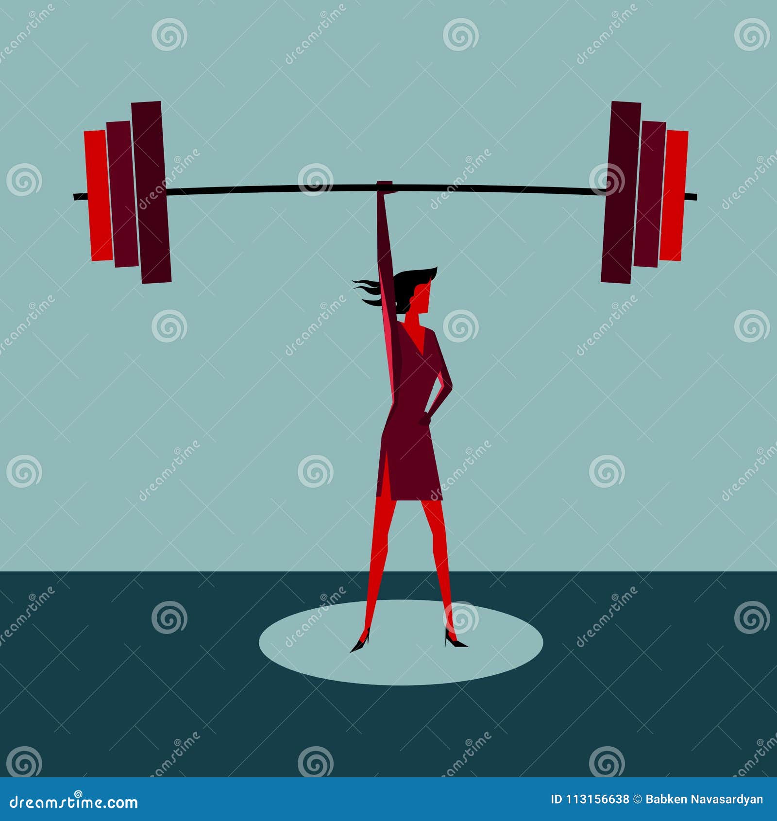 Woman Holding Heavy Barbell with One Hand Stock Vector - Illustration ... Woman Holding Heavy Barbell with One Hand Stock Vector - Illustration ...