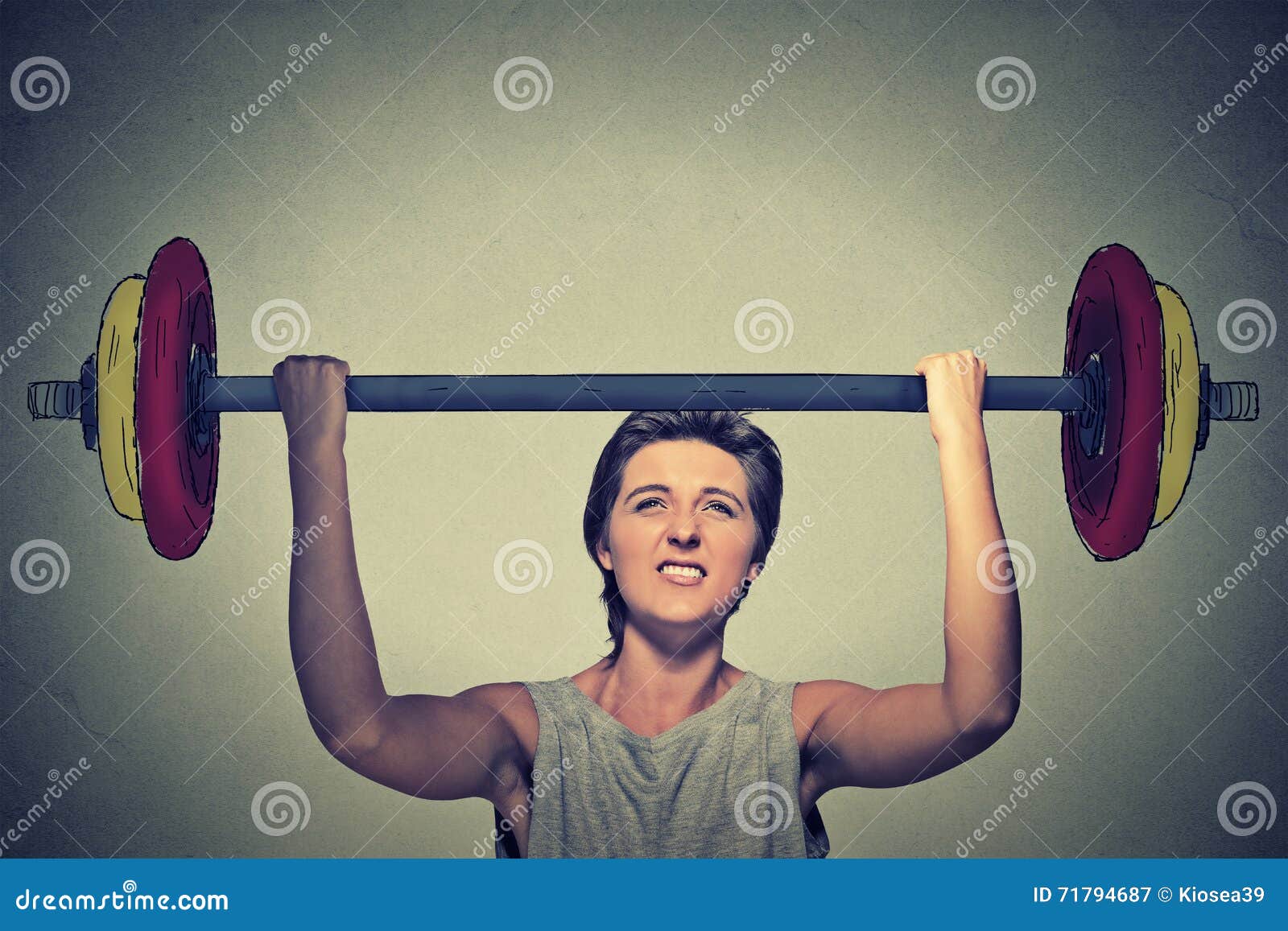 Strong Woman Lifting Heavy Barbell. Stock Image - Image of ambition ...
