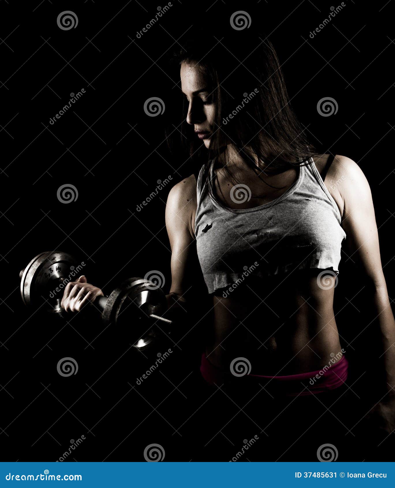 Strong Woman Working Out with Heavy Weights Stock Image - Image of ...