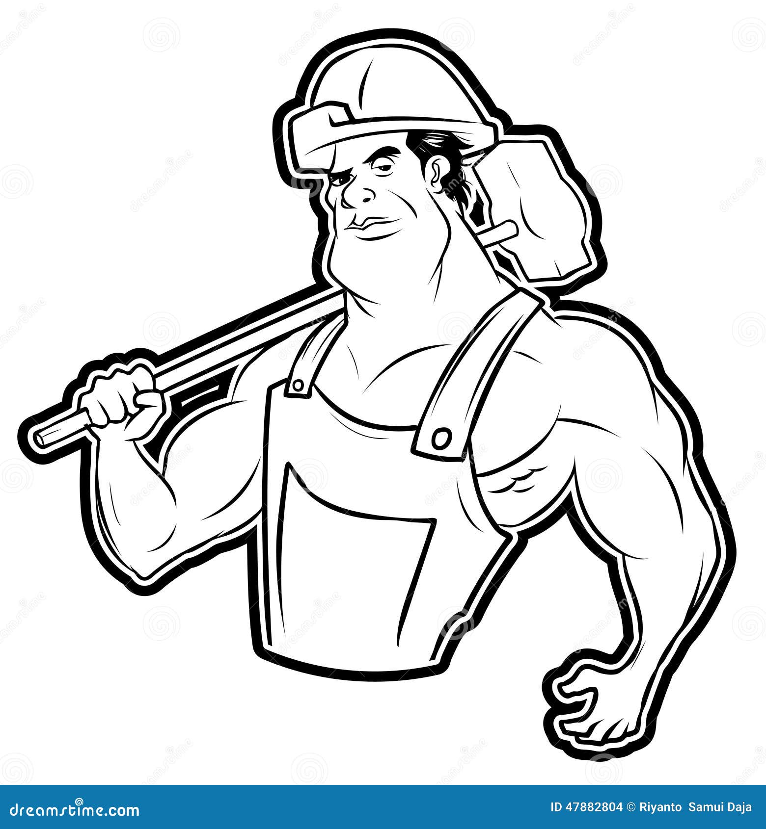 Strong worker stock vector. Illustration of hardhat, happy - 47882804