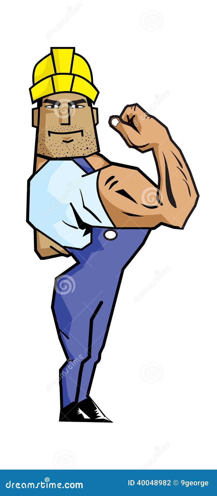 Strong Worker Showing Biceps Stock Illustration - Illustration of ...