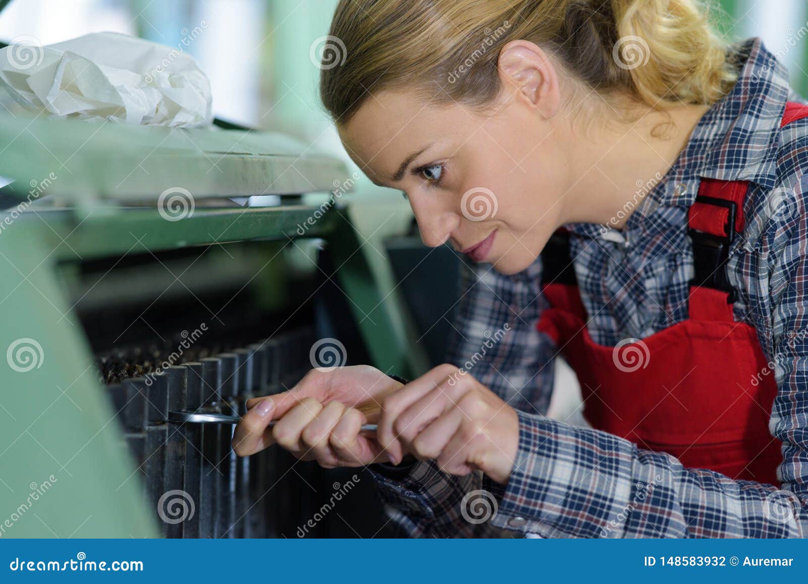 Strong and Worthy Woman Fixing Machine Stock Photo - Image of lady ...