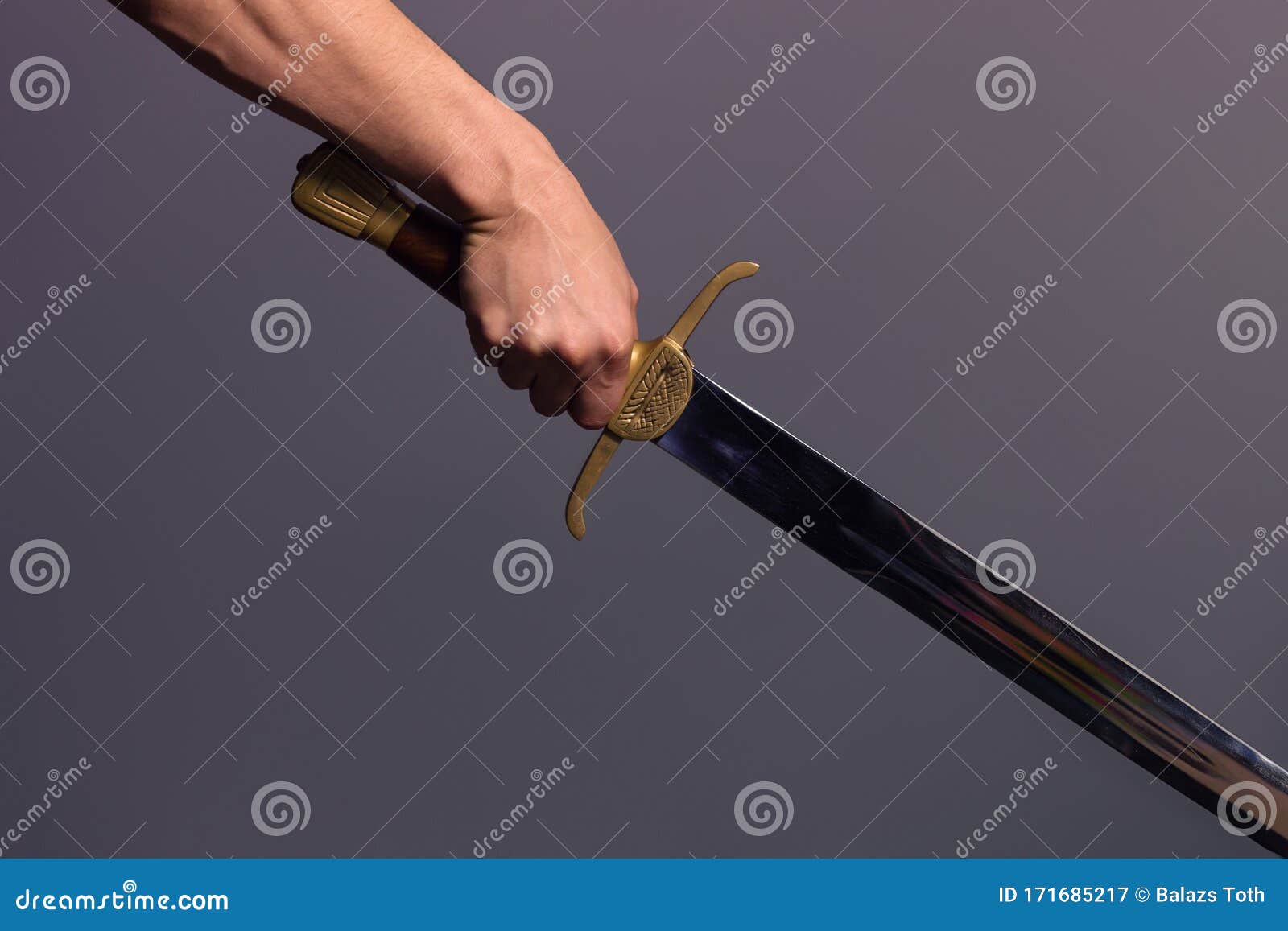 Young Athletic Man Holding His Sword Stock Image - Image of protect ...