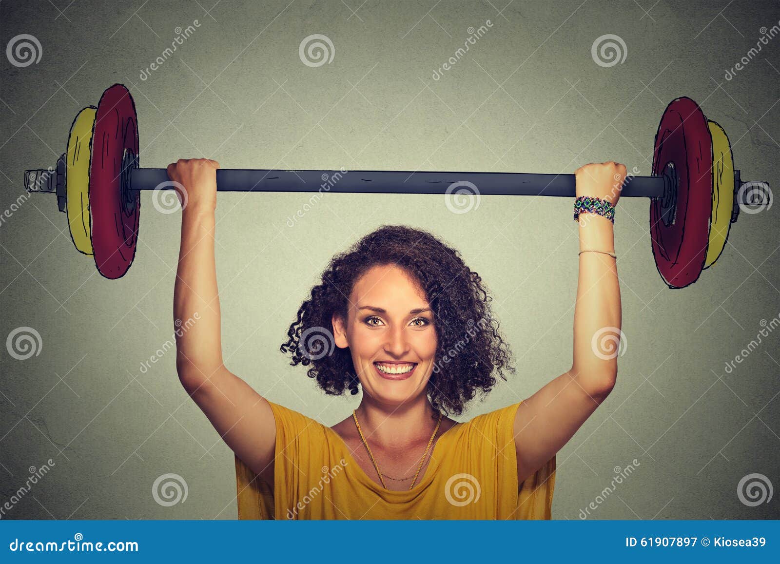 Strong Young Man Lifting Barbell Above Head with Two Hands Stock Image ...