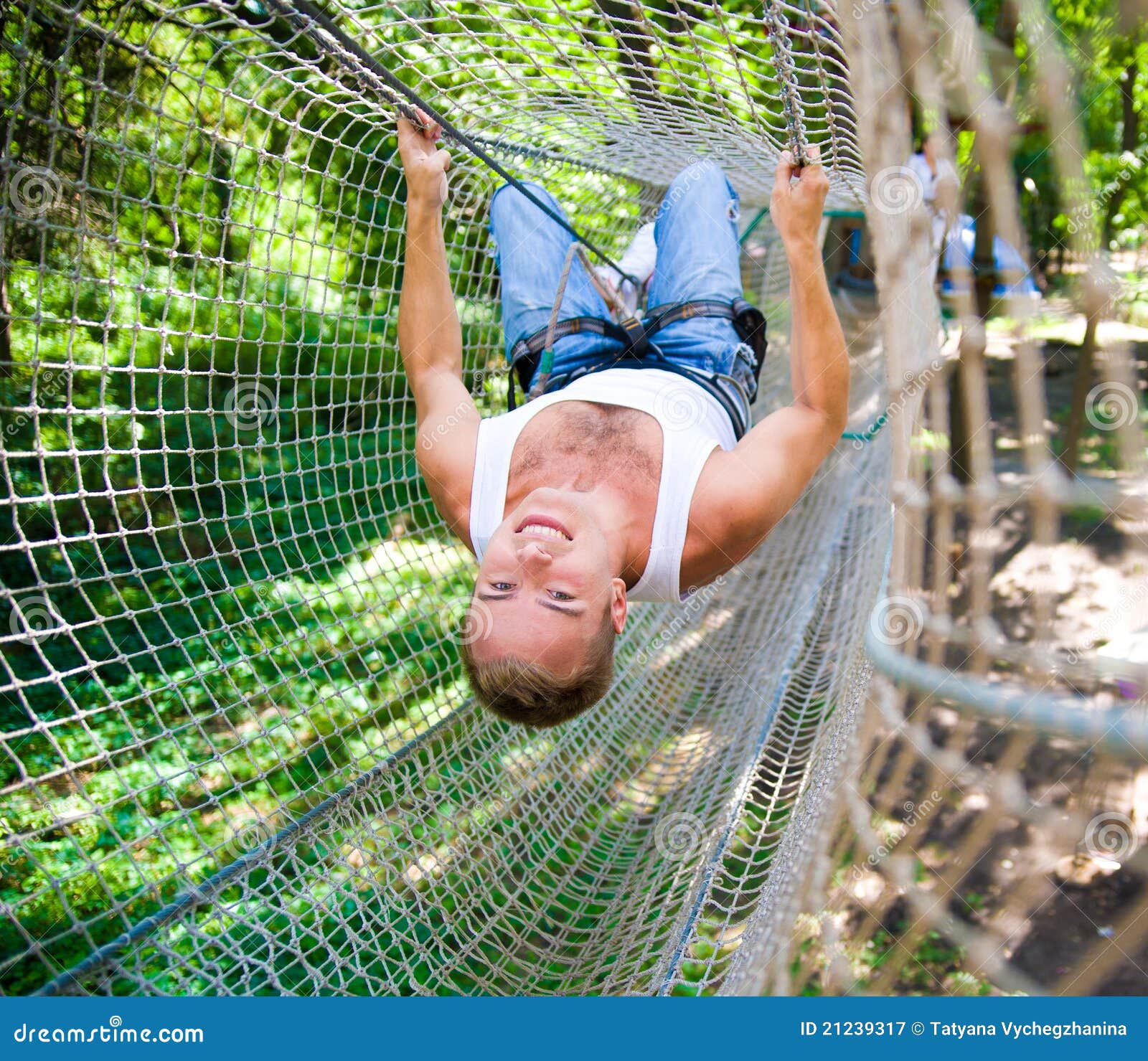 Strong Young Men in a Rope Park Stock Image - Image of action, courage ...