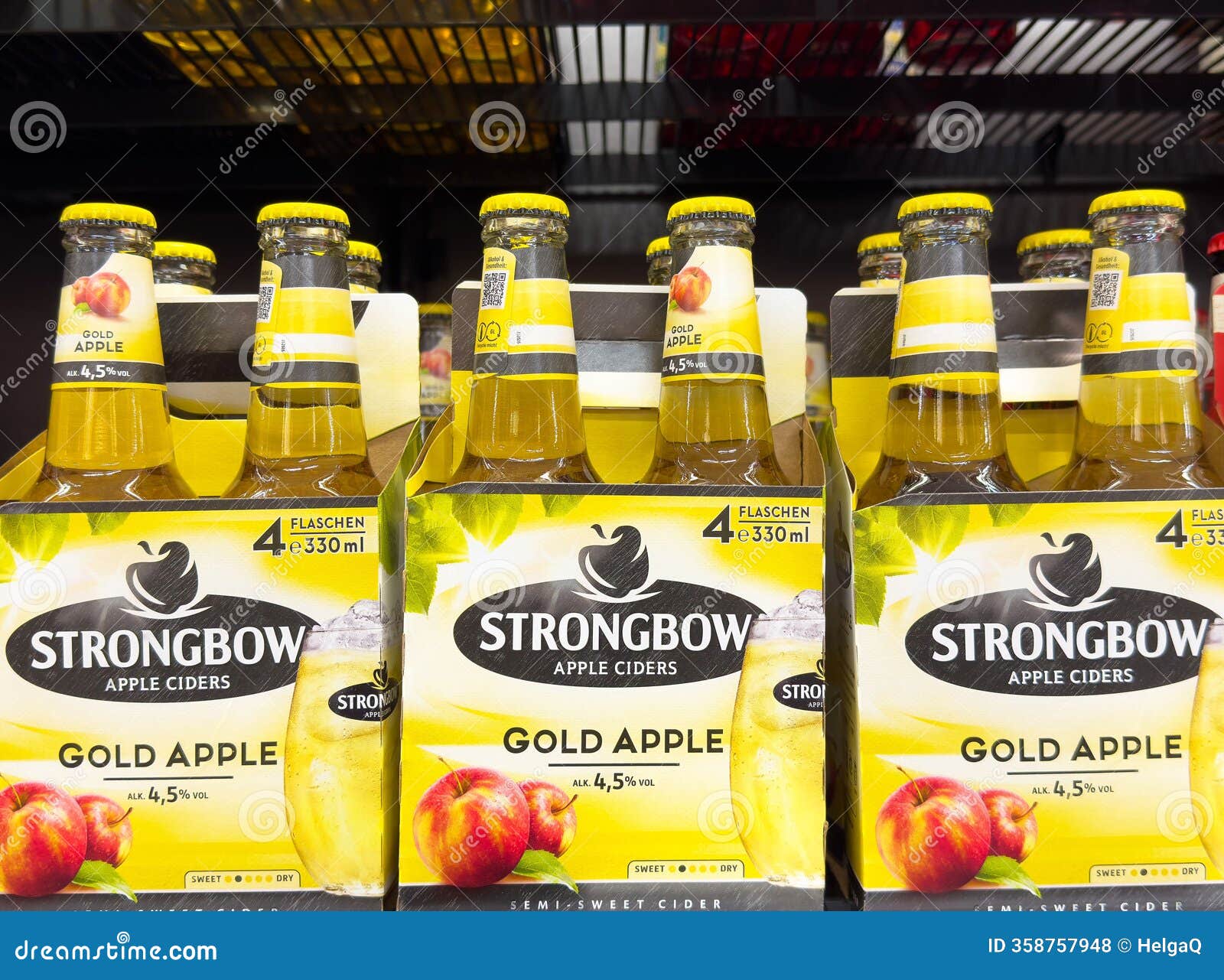 Strongbow Gold Apple Ciders in Store Display with Vibrant Packaging ...