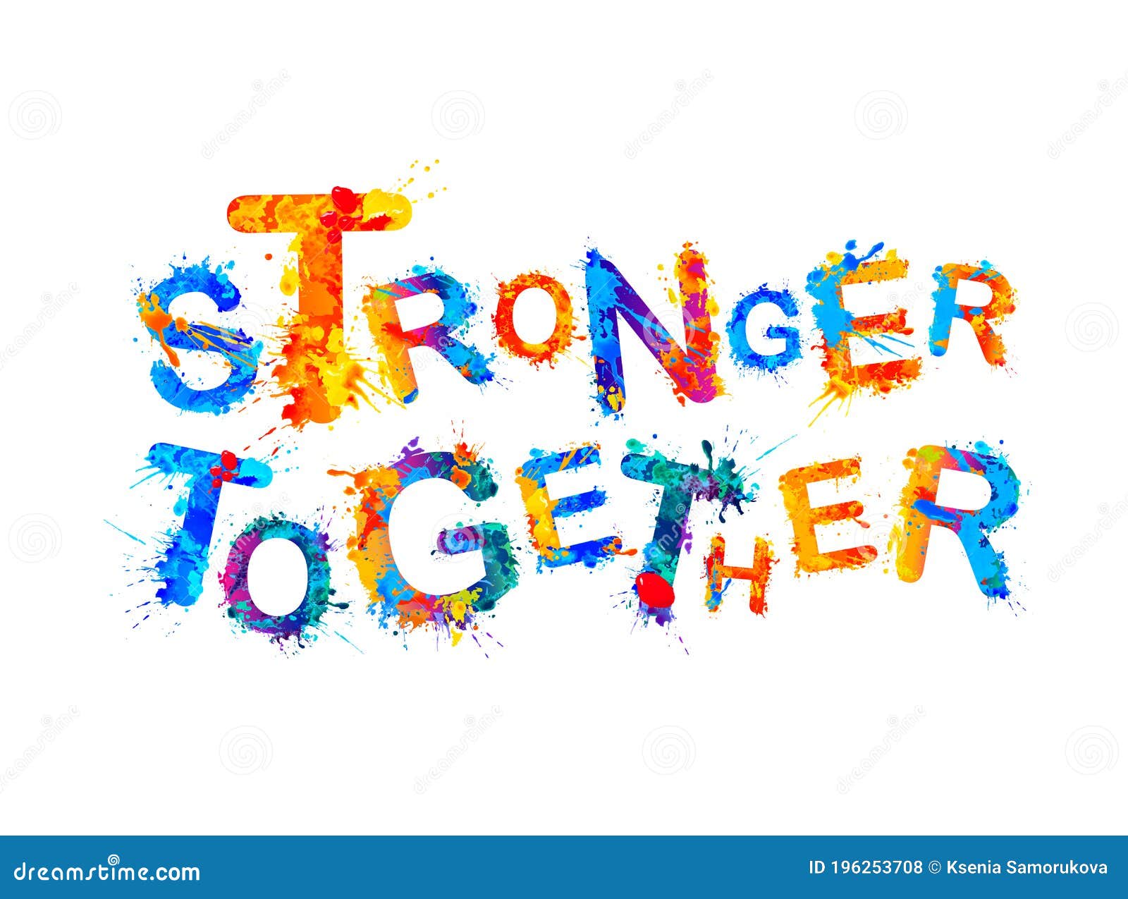 Stronger Together Vector Colorful Words Stock Vector Illustration Of