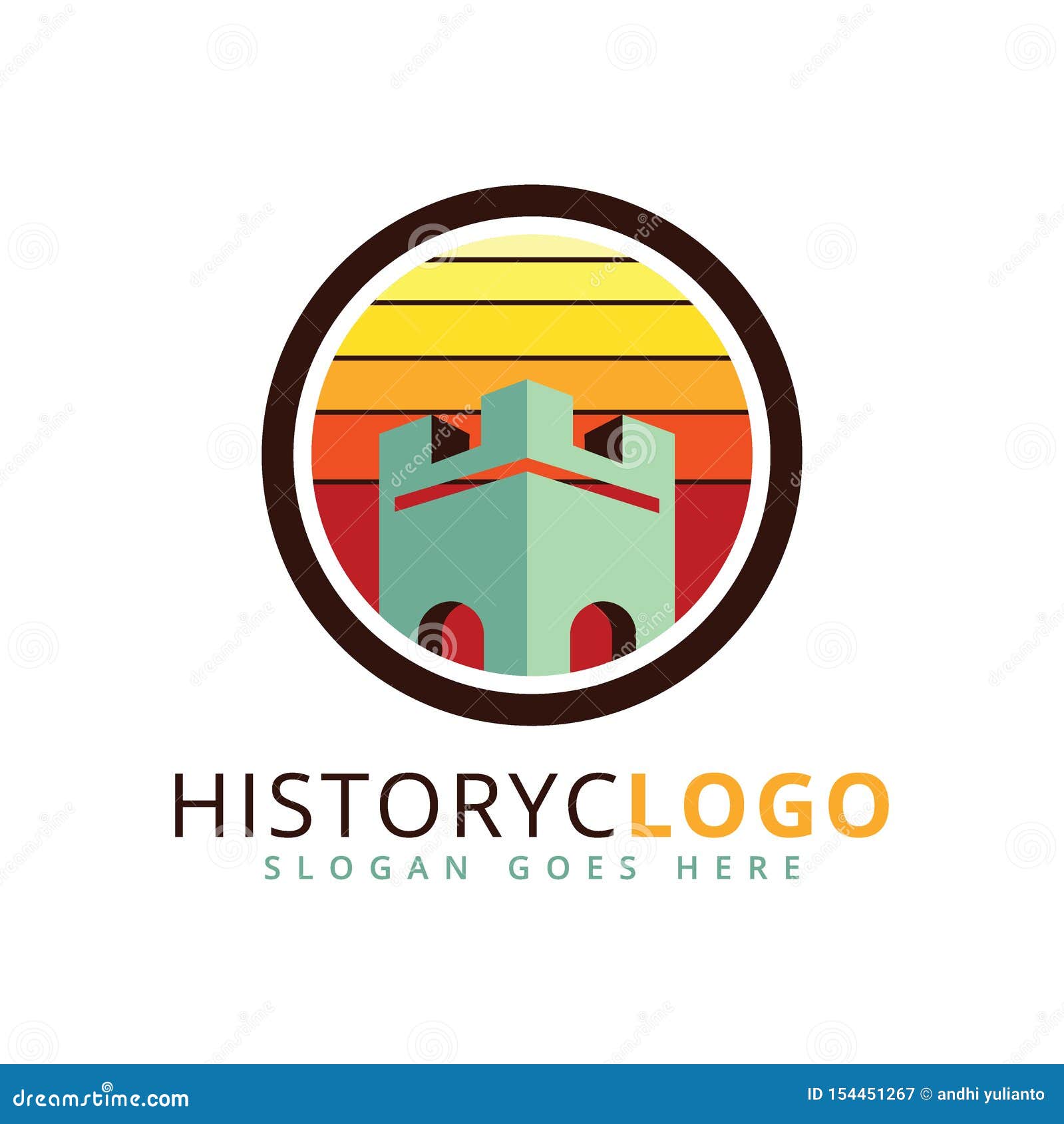 Stronghold Castle Tower Vector Logo Design Inside a Circle Stock ...