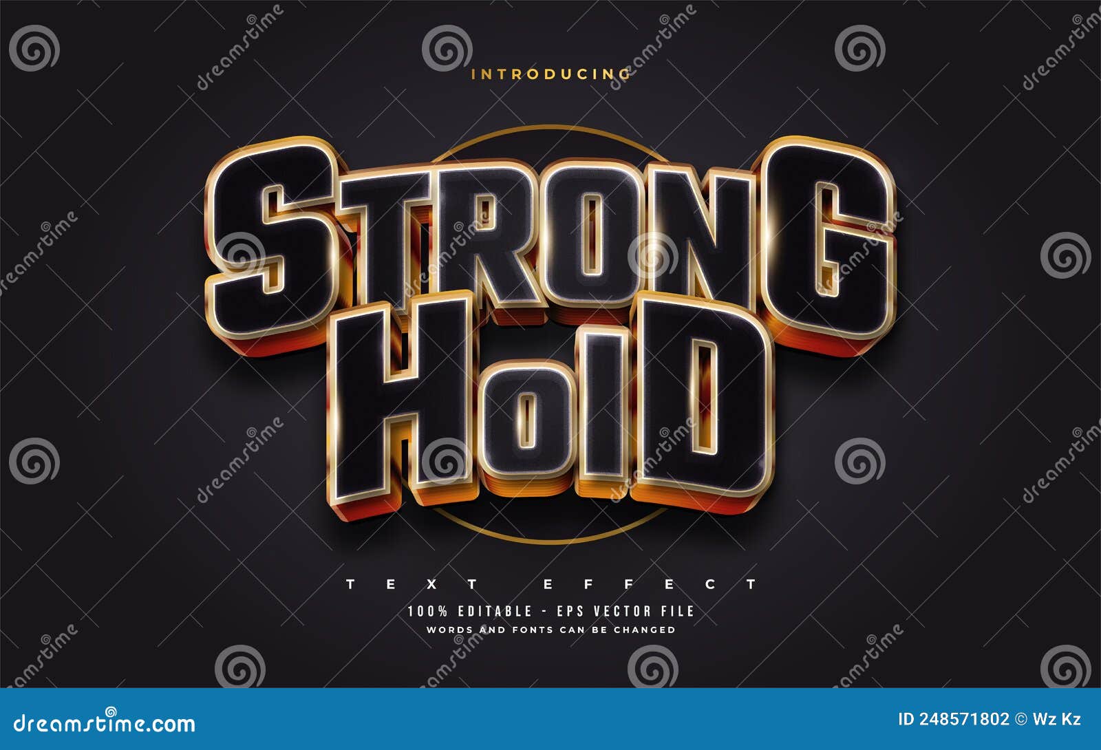 Stronghold Text in Bold Black and Gold with 3D Embossed Effect ...