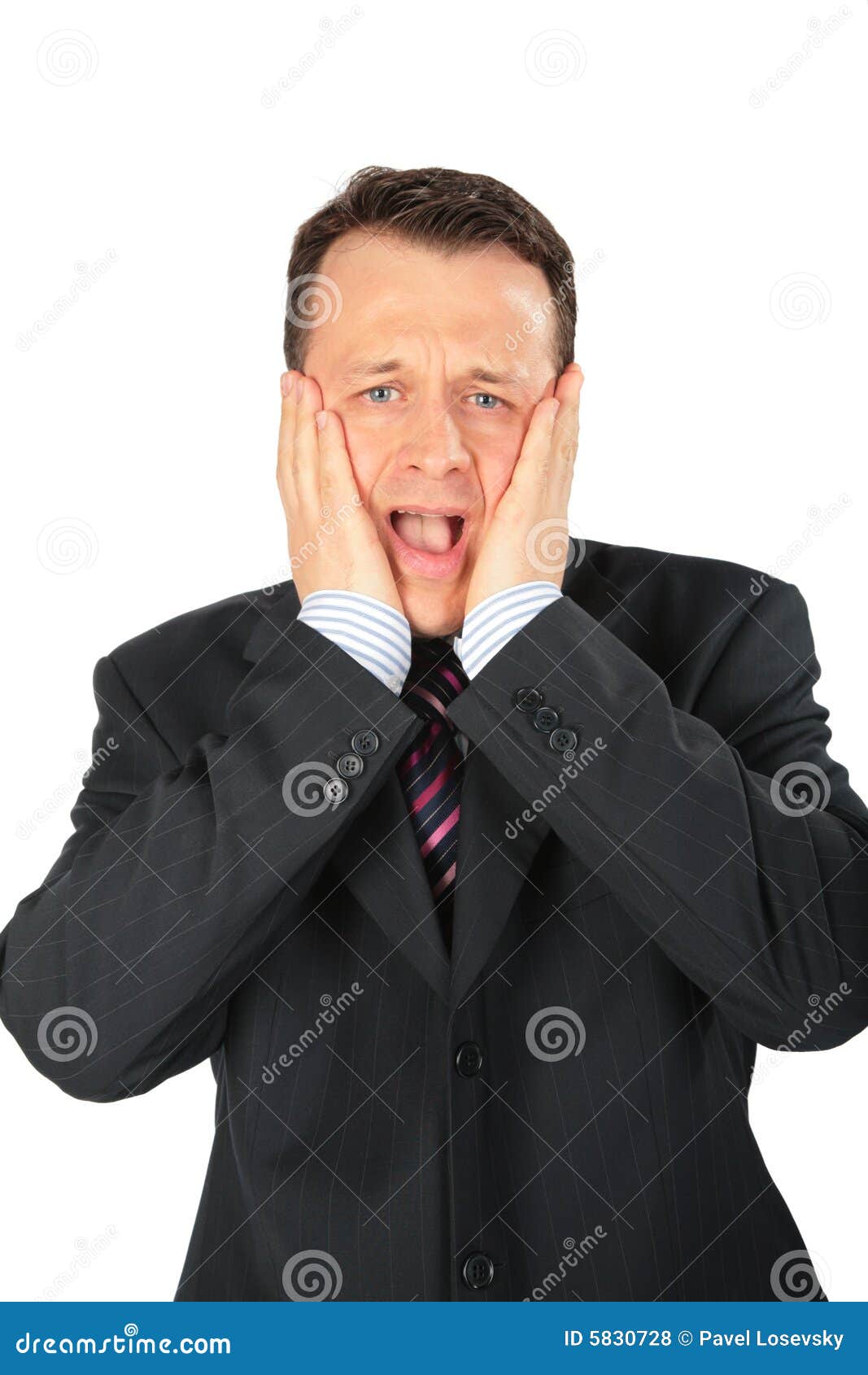 Strongly Afflicted Businessman Keeps Hands for Hea Stock Photo - Image ...