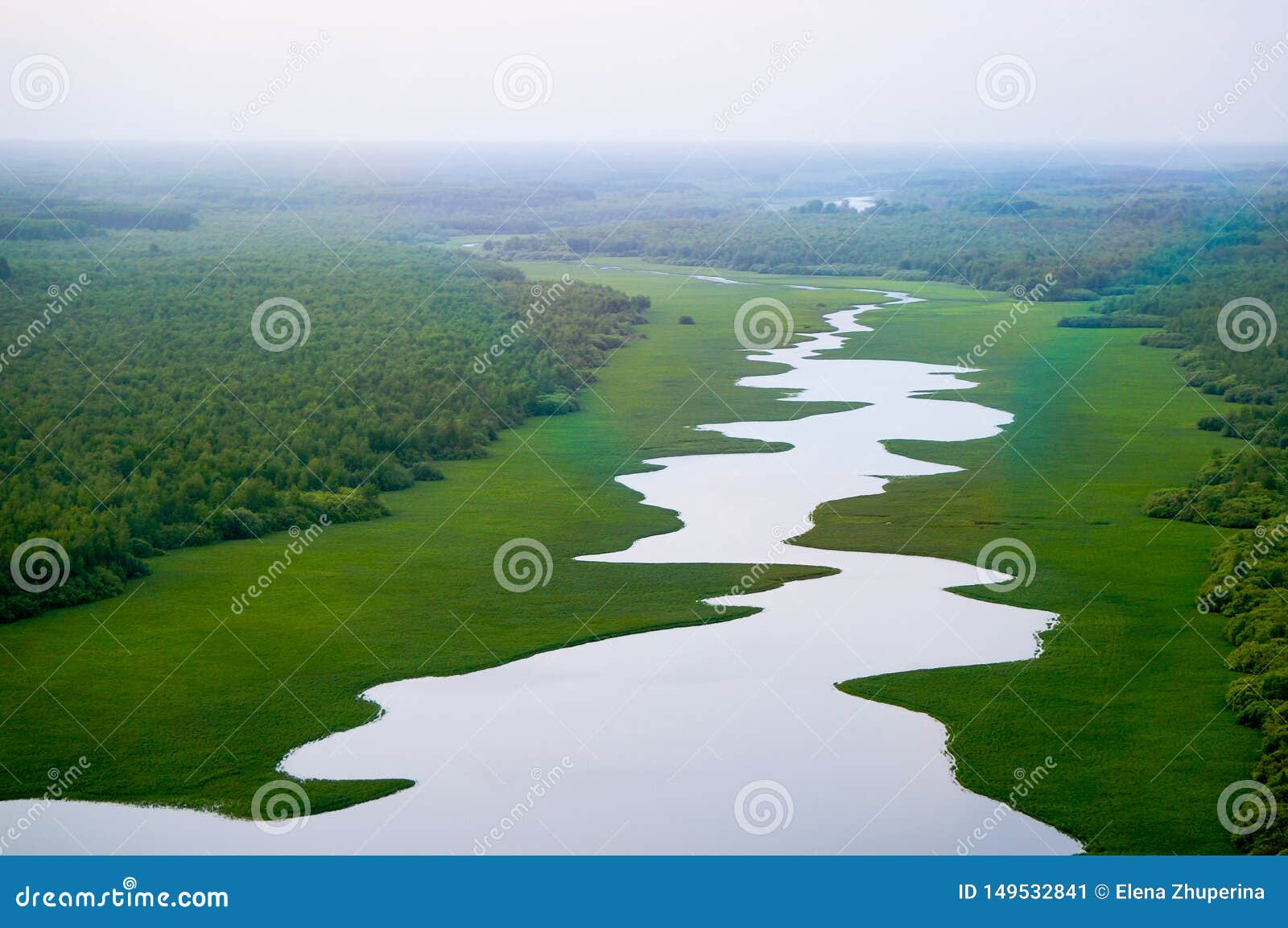 Strongly Meandering River in a Green Valley Stock Image - Image of ...