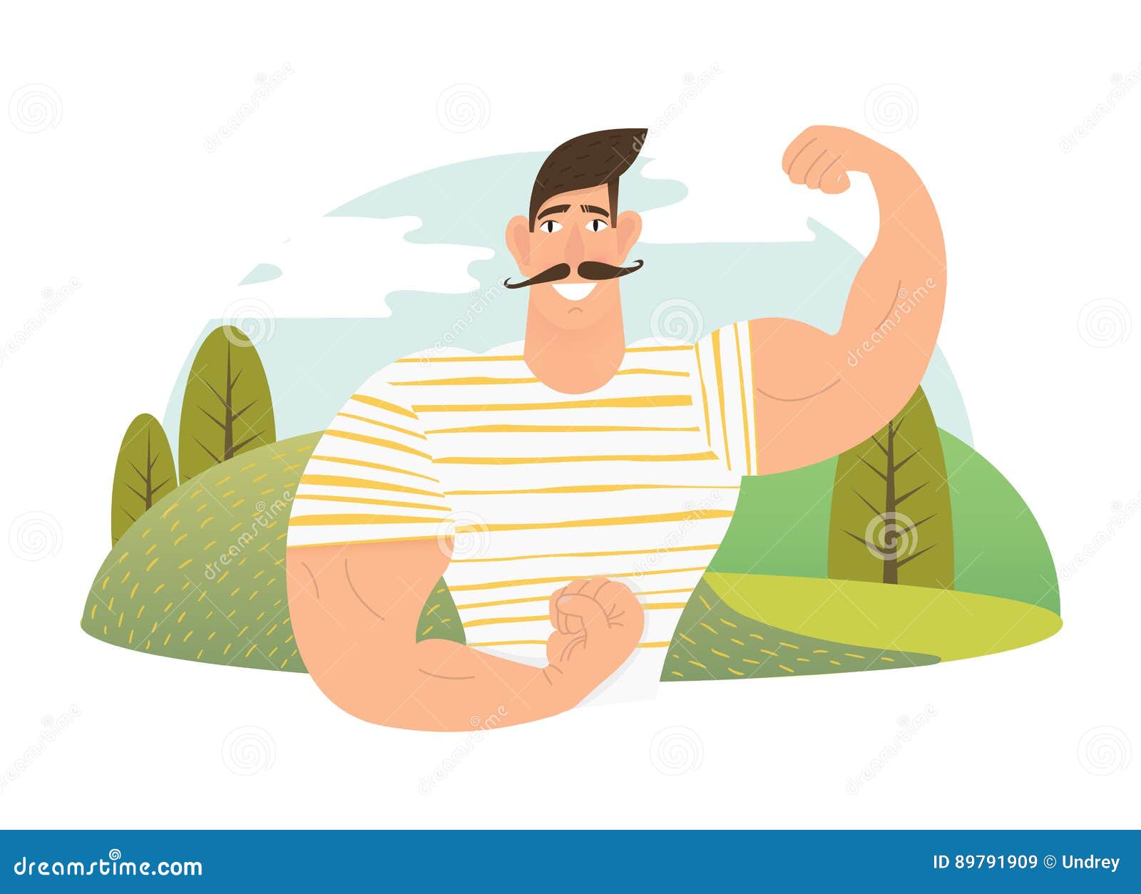 Strongman Athlete Showing Bicep Cartoon Vector Illustration. Stock ...
