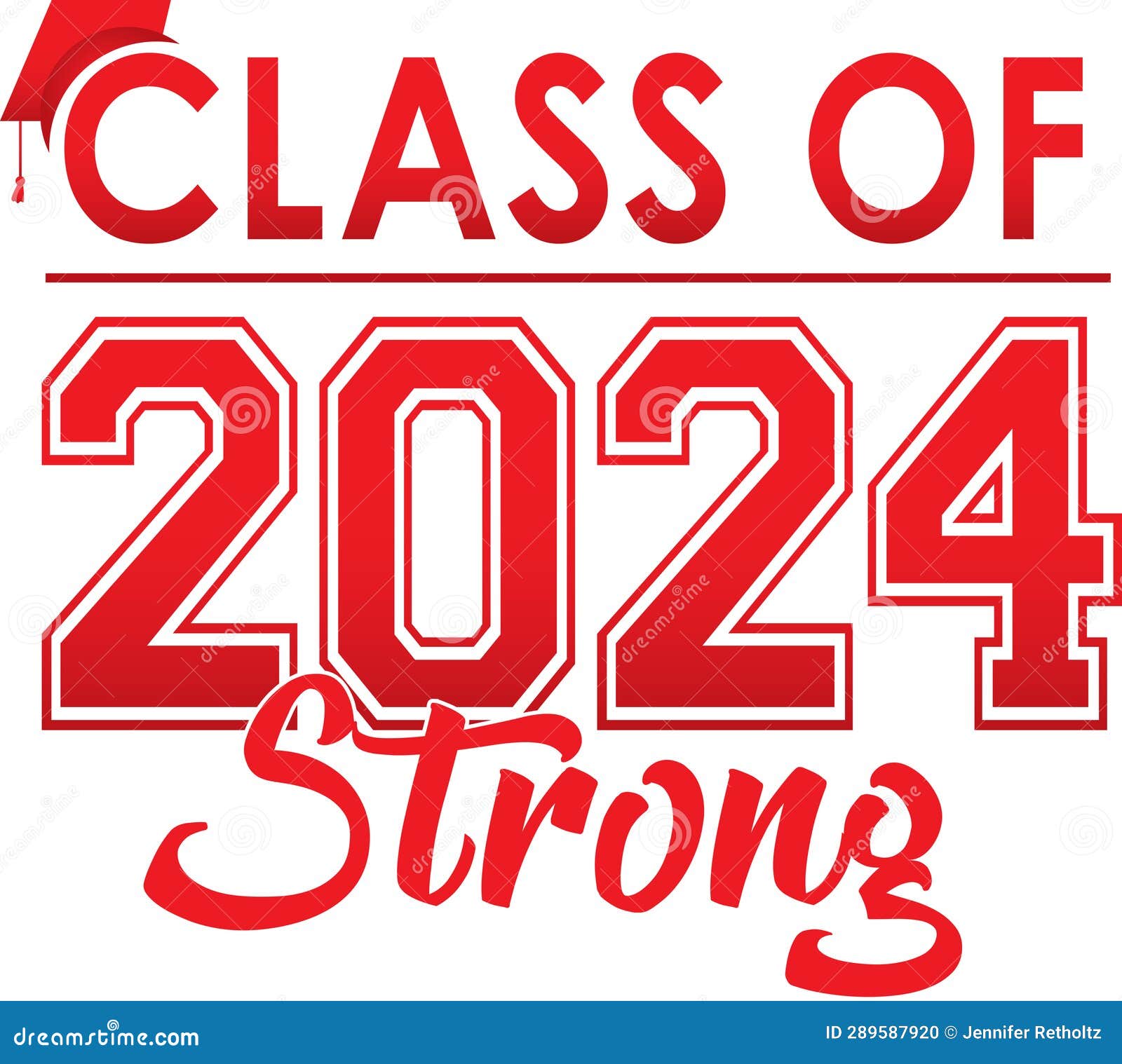 Class of 2024 strong Red stock illustration. Illustration of diploma ...
