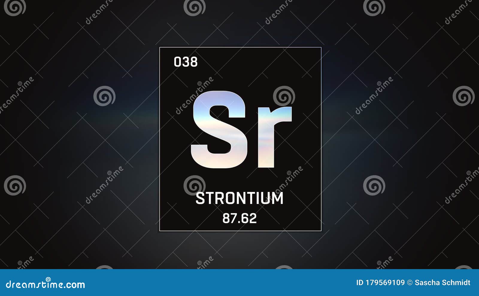 Strontium As Element 38 of the Periodic Table 3D Illustration on Grey ...