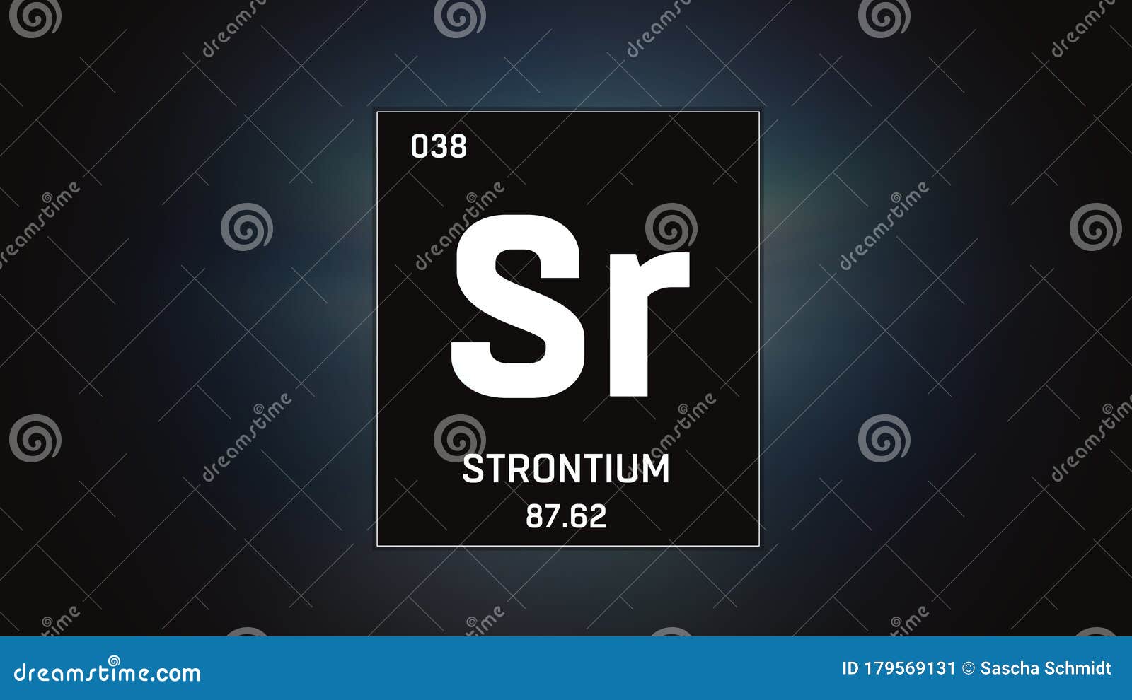Strontium As Element 38 of the Periodic Table 3D Illustration on Grey ...
