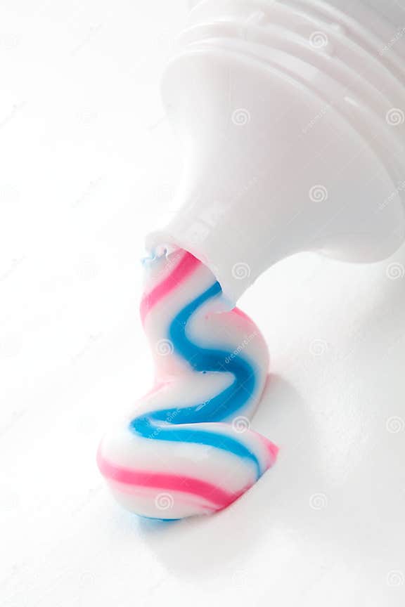 Strped Toothpaste Being Squeezed from Tube Stock Photo - Image of ...