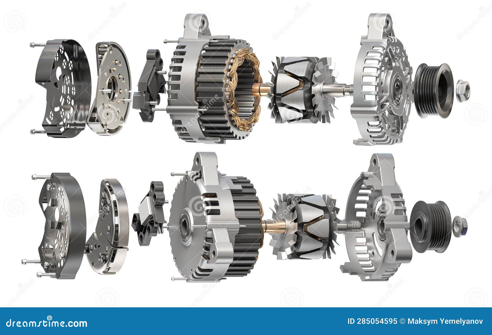 Structire And Scheme Of Car Alternator, Generator Isolated On White ...