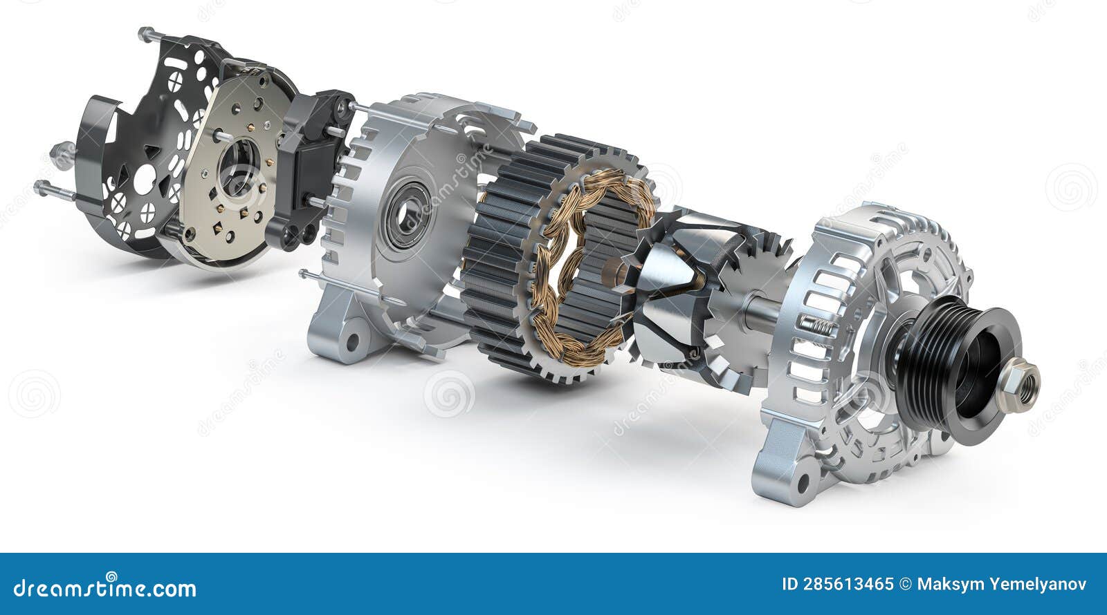 Structire And Scheme Of Car Alternator, Generator Isolated On White ...