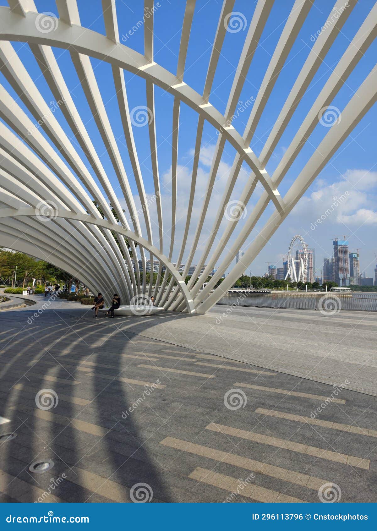 Structural Artwork at a Waterfront Park Overlooking the Ferris Wheel ...