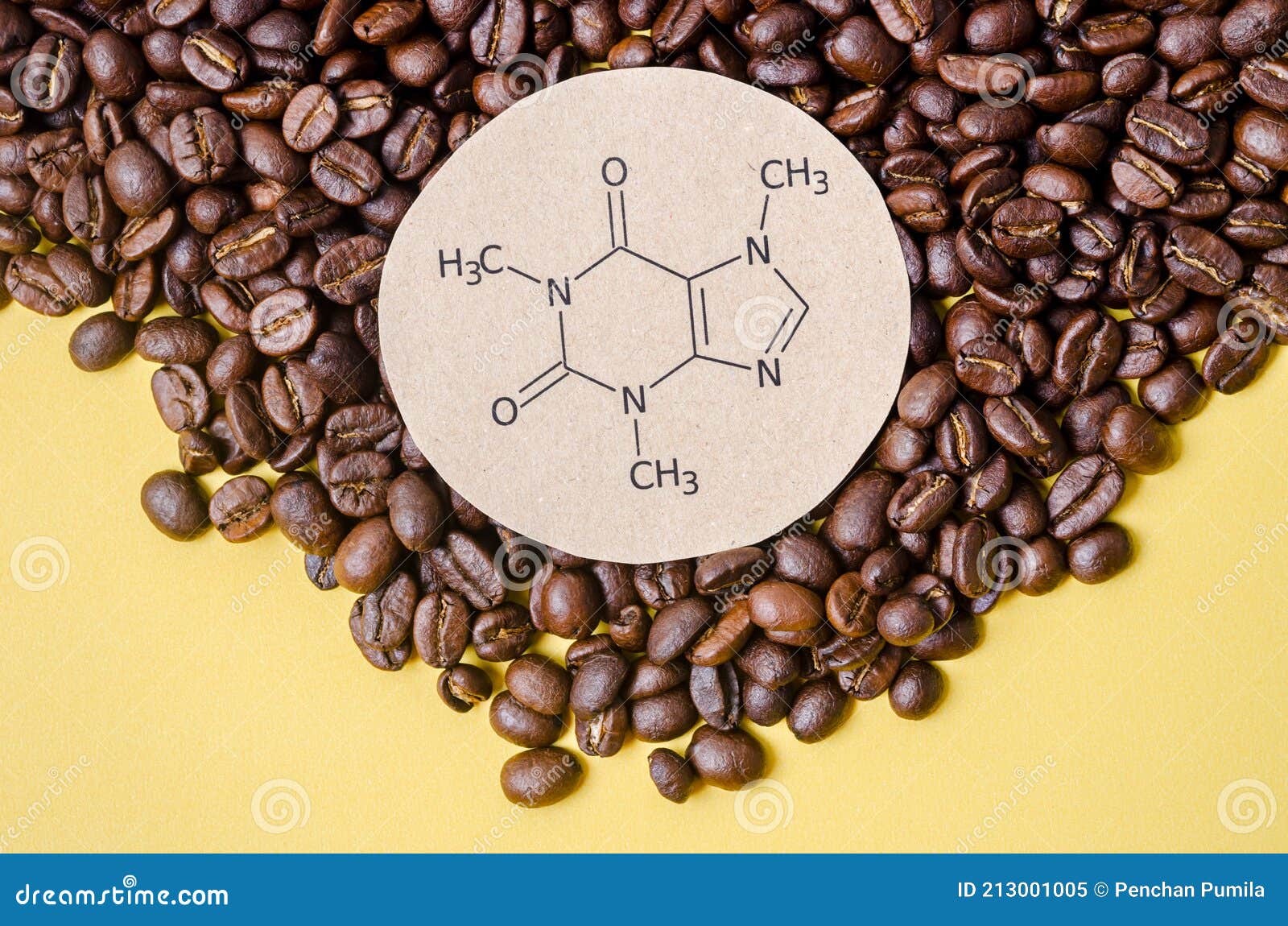 Structural Chemical Formula of Caffeine Molecule with Roasted Coffee ...