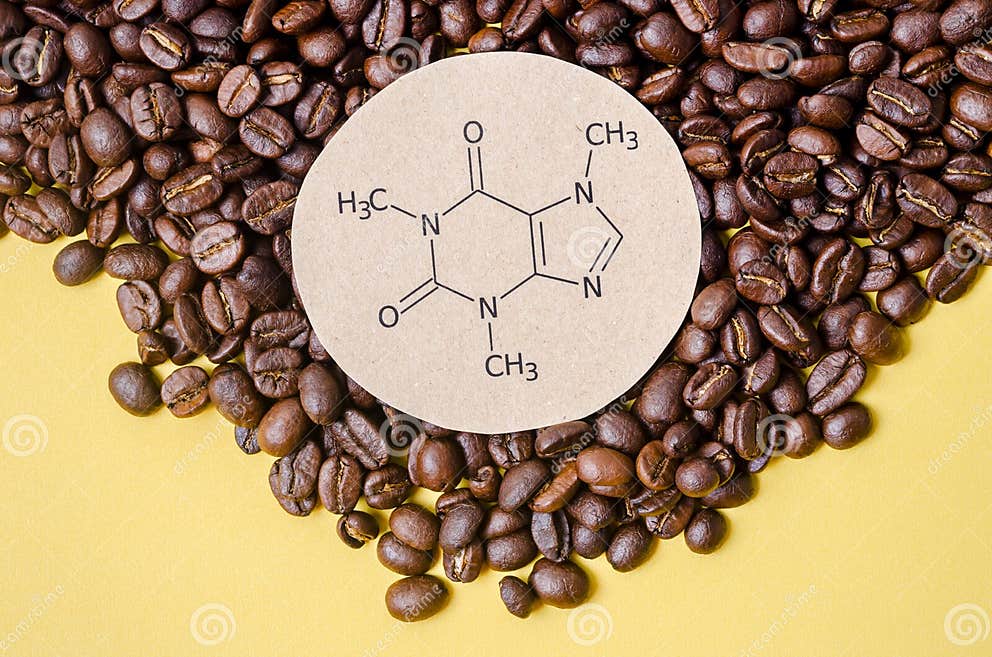 Structural Chemical Formula of Caffeine Molecule with Roasted Coffee ...
