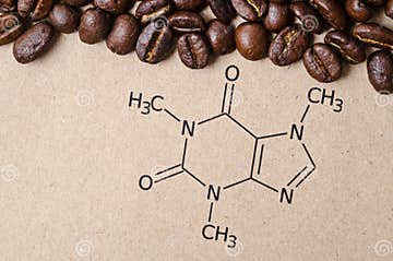 Structural Chemical Formula of Caffeine Molecule with Roasted Coffee ...