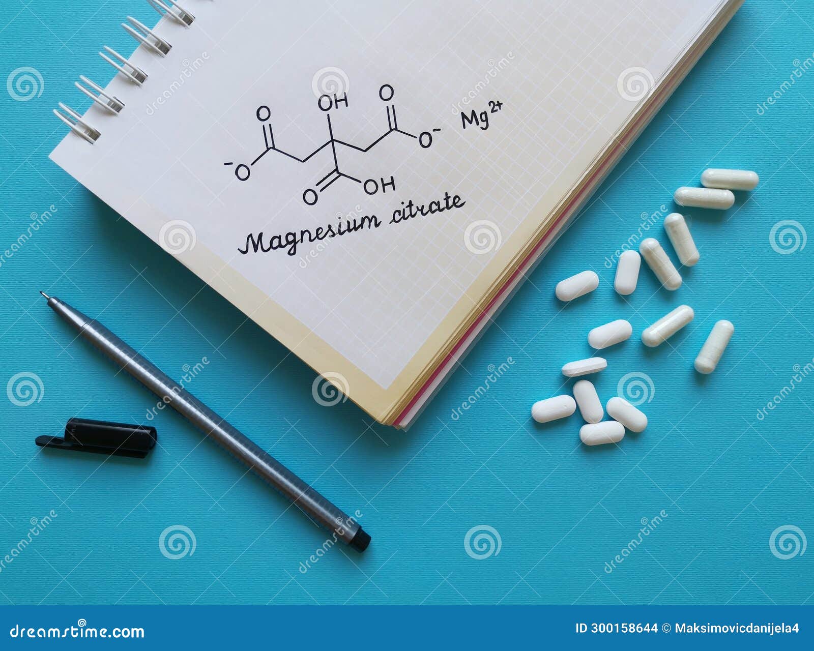 Structural Chemical Formula of Magnesium Citrate Handwritten in a ...