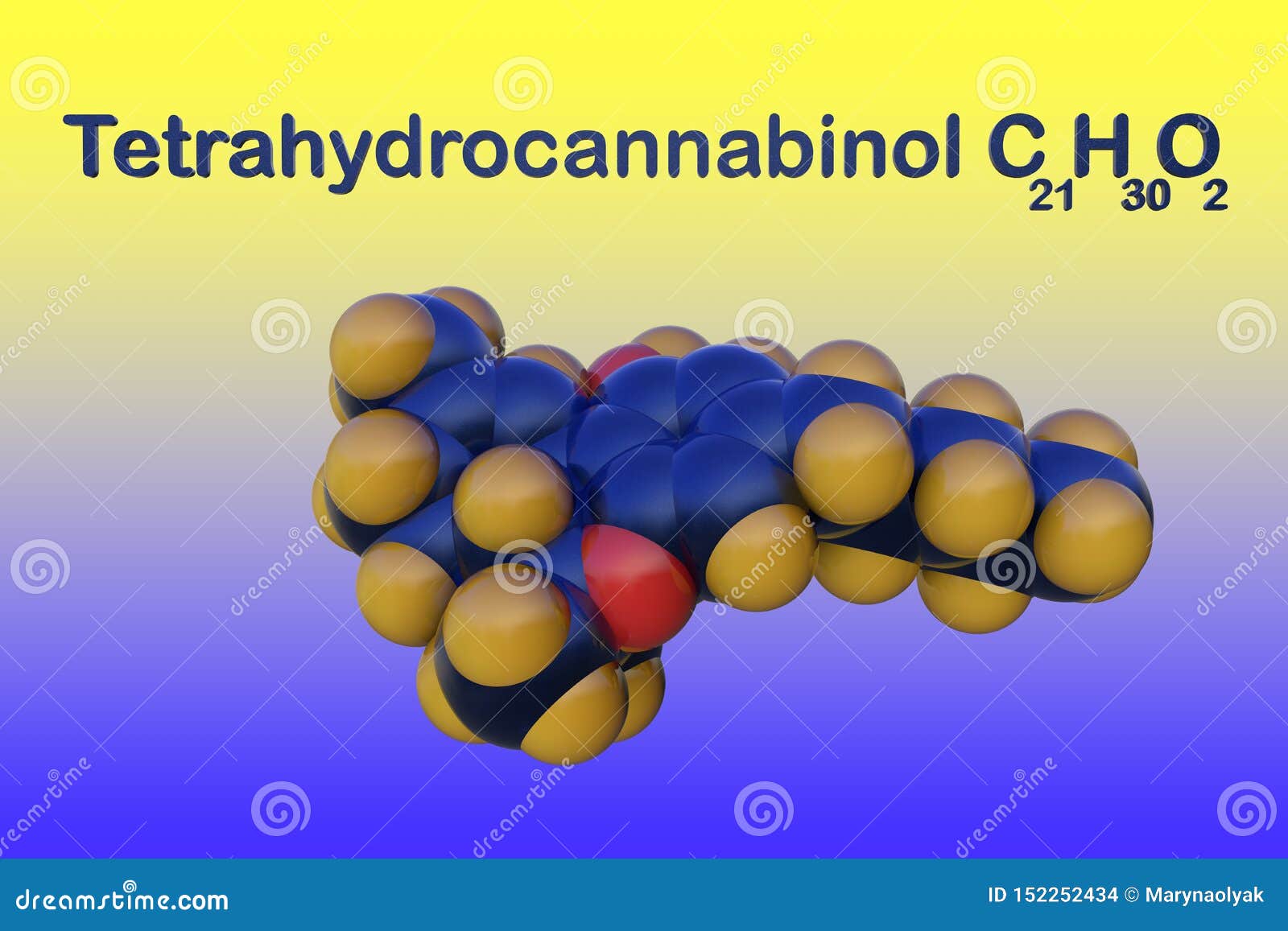 Structural Chemical Formula and Molecular Model of Dronabinol or ...