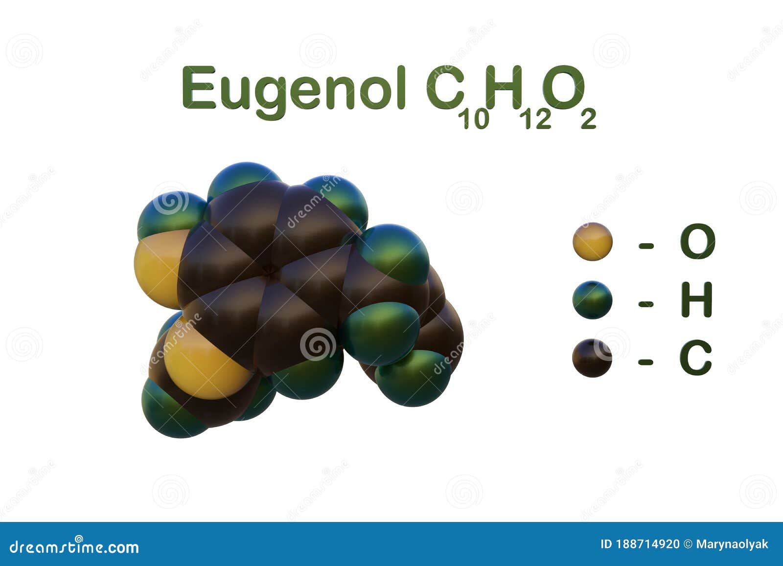 Structural Chemical Formula and Molecular Model of Eugenol Used in ...