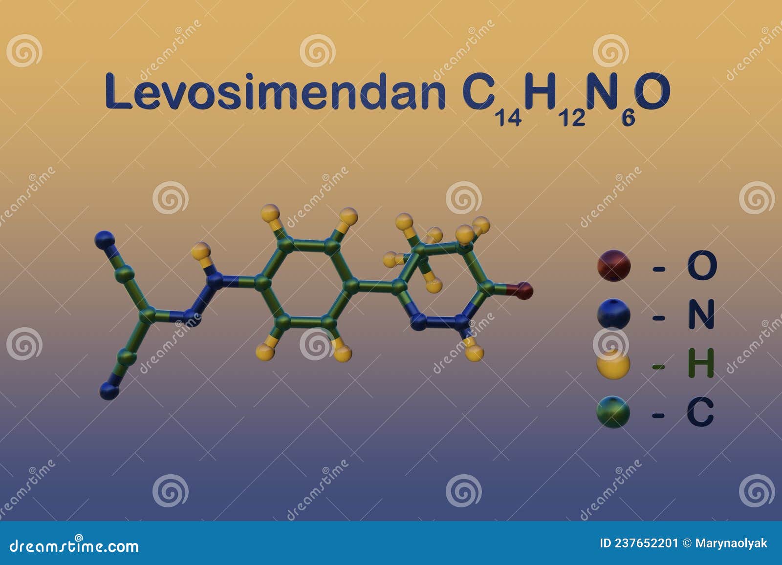 Levosimendan Heart Failure Drug Molecule. Skeletal Formula. Stock Photo ...