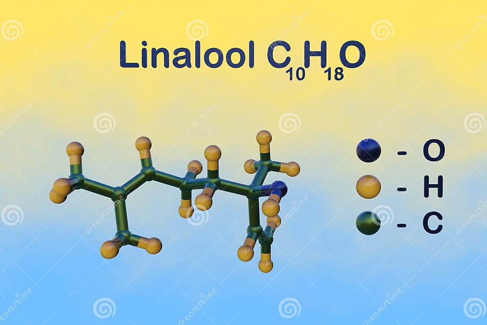 Structural Chemical Formula and Molecular Model of Linalool, a ...