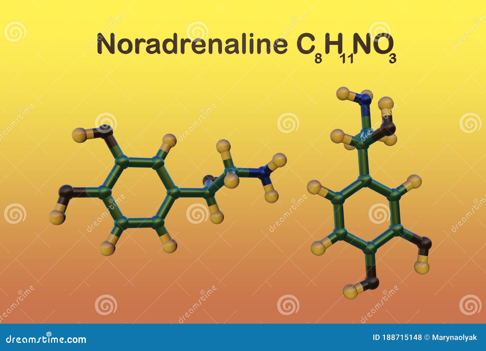 Noradrenaline Molecular Structure, 3d Model Norepinephrine, Structural ...