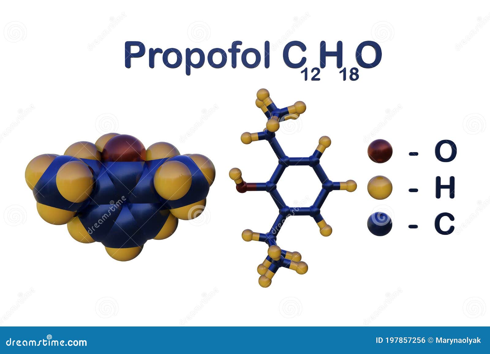 Structural Chemical Formula and Molecular Model of Propofol, a Short ...